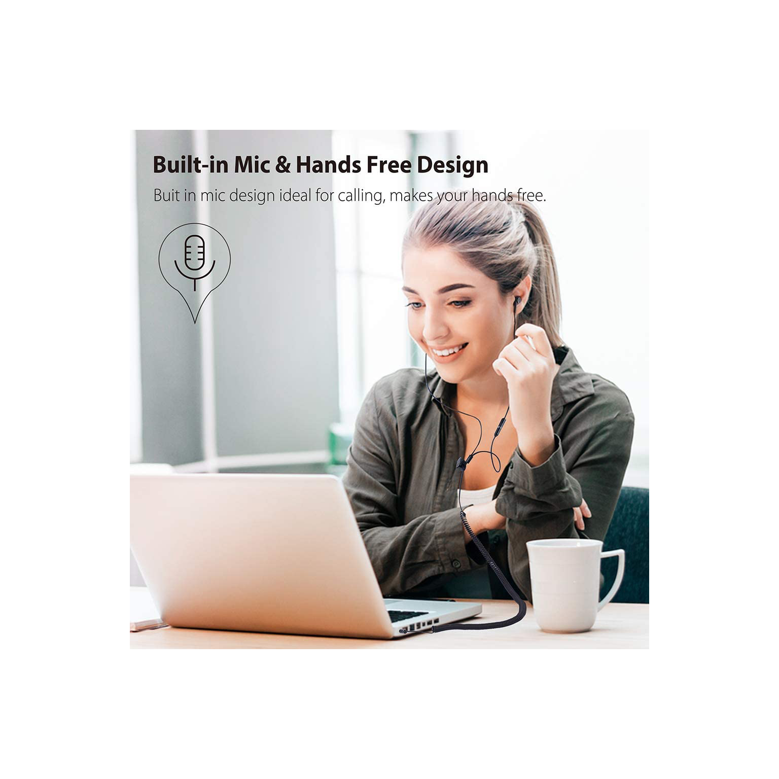 Long Corded Earbuds w/Built-In Mic | 18ft | Advantage Software